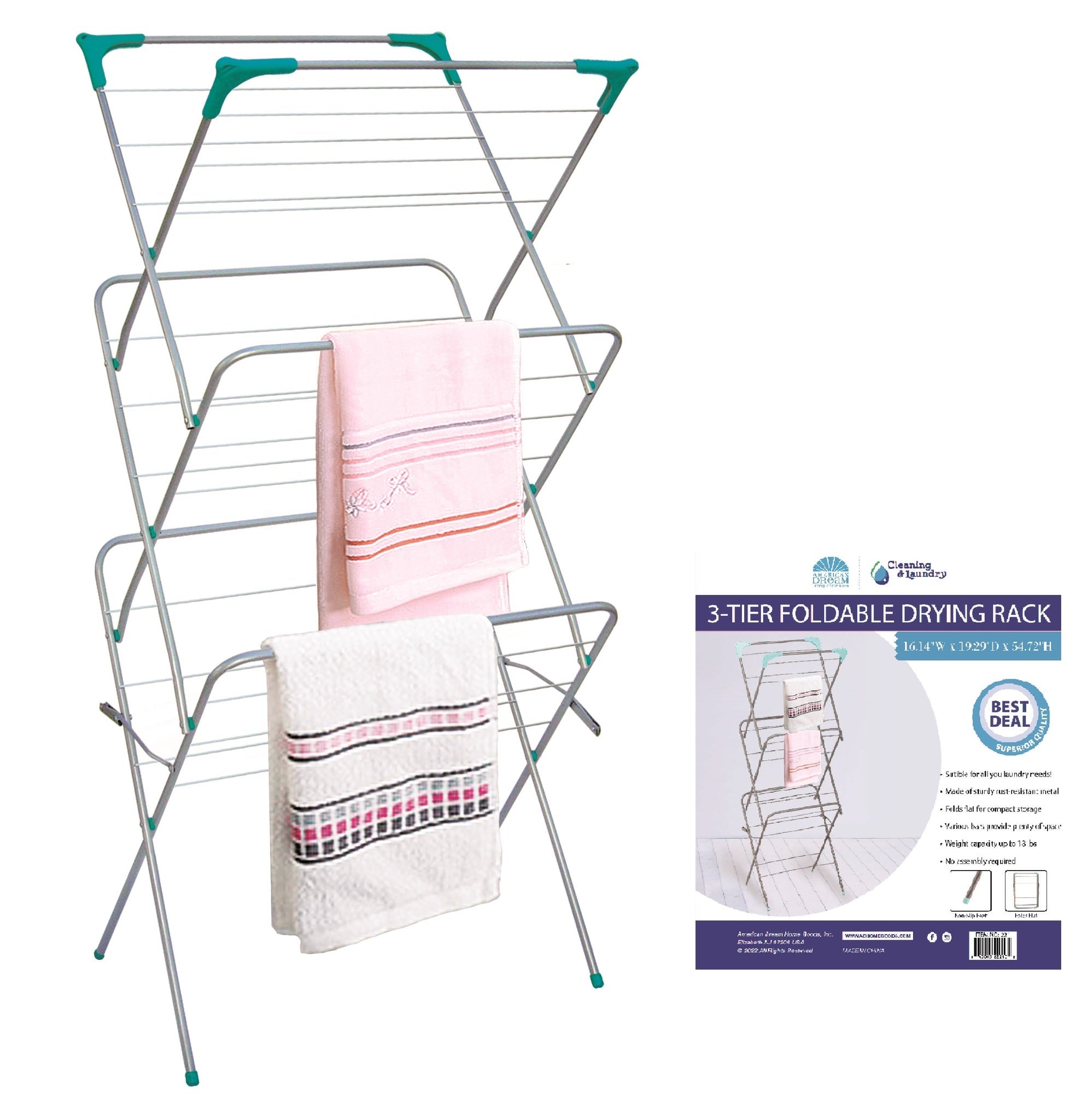 Silver 3 Tier Folding Drying Rack – Sama Department Store